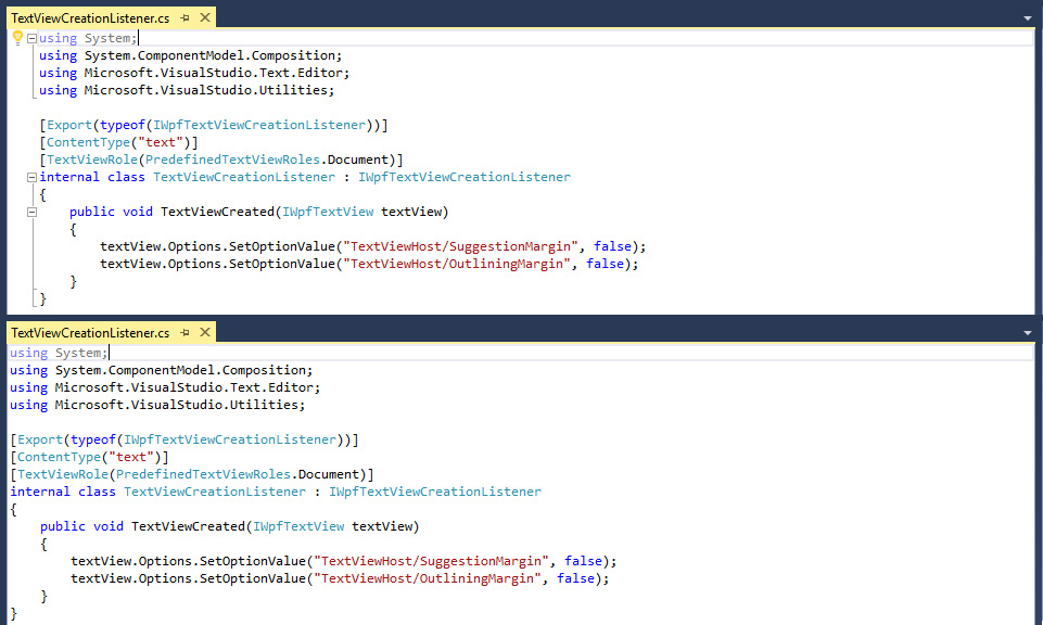 Hide Suggestion And Outlining Margins - Visual Studio Marketplace